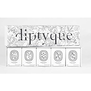 Diptyque Set of Five Scented Candles - Baies, Roses, Figuier, Fue De Bois, Narguile - Travel Size 2020 Fall Collection