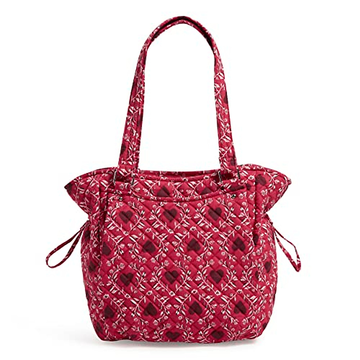 Vera Bradley Women's Cotton Glenna Satchel Purse, Imperial Hearts Red - Recycled Cotton, One Size