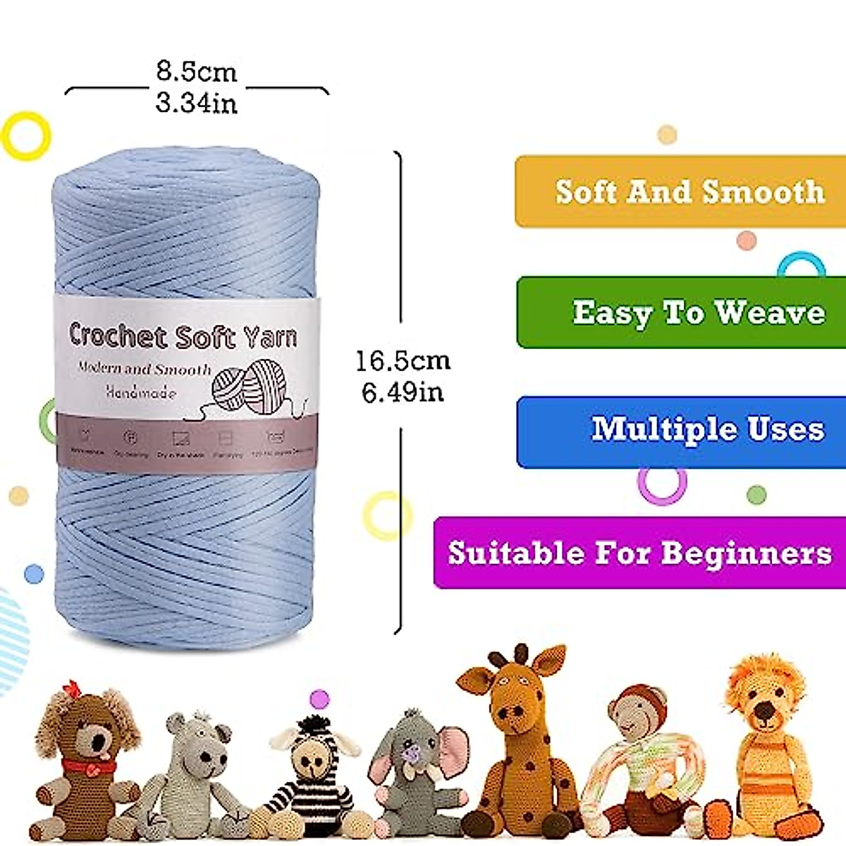 UOOU Soft Yarn for Crocheting, 250g/8.81oz Crochet Yarn, 328 Yards Yarn for Crocheting Knitting with Stitch Markers, Blunt Needles Chunky Thick Cotton Nylon Blend Yarn for Crocheting Beginner-Blue