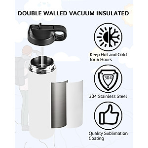 OFFNOVA Sublimation Water Bottle Blanks, 20 oz Skinny Straight Sublimation Tumbler with Handle & Straw Lid, Stainless Steel Sports Bottles Blanks for Tumbler Press Machine Sublimation Print 6 Pack