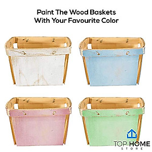 One Pint Wooden Berry Baskets (75 Pack); for Picking Fruit or Arts, Crafts and Decor; 4” Square Vented Wood Boxes