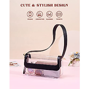 Vorspack Clear Bag Stadium Approved - Cute Clear Purse for Women PVC Clear Stadium Bag for Work Concerts Sports Festivals - Black