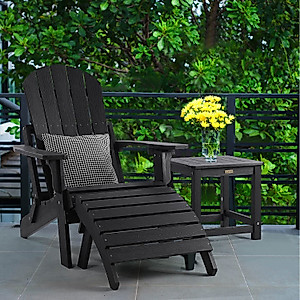 hOmeQomi Adirondack Ottoman Set of 4, Plastic Folding Adirondack Footstool, All Weather Ottoman for Adirondack Chairs, Widely Used for Outdoor, Porch, Patio, Garden, Poolside, Fire Pits - Black