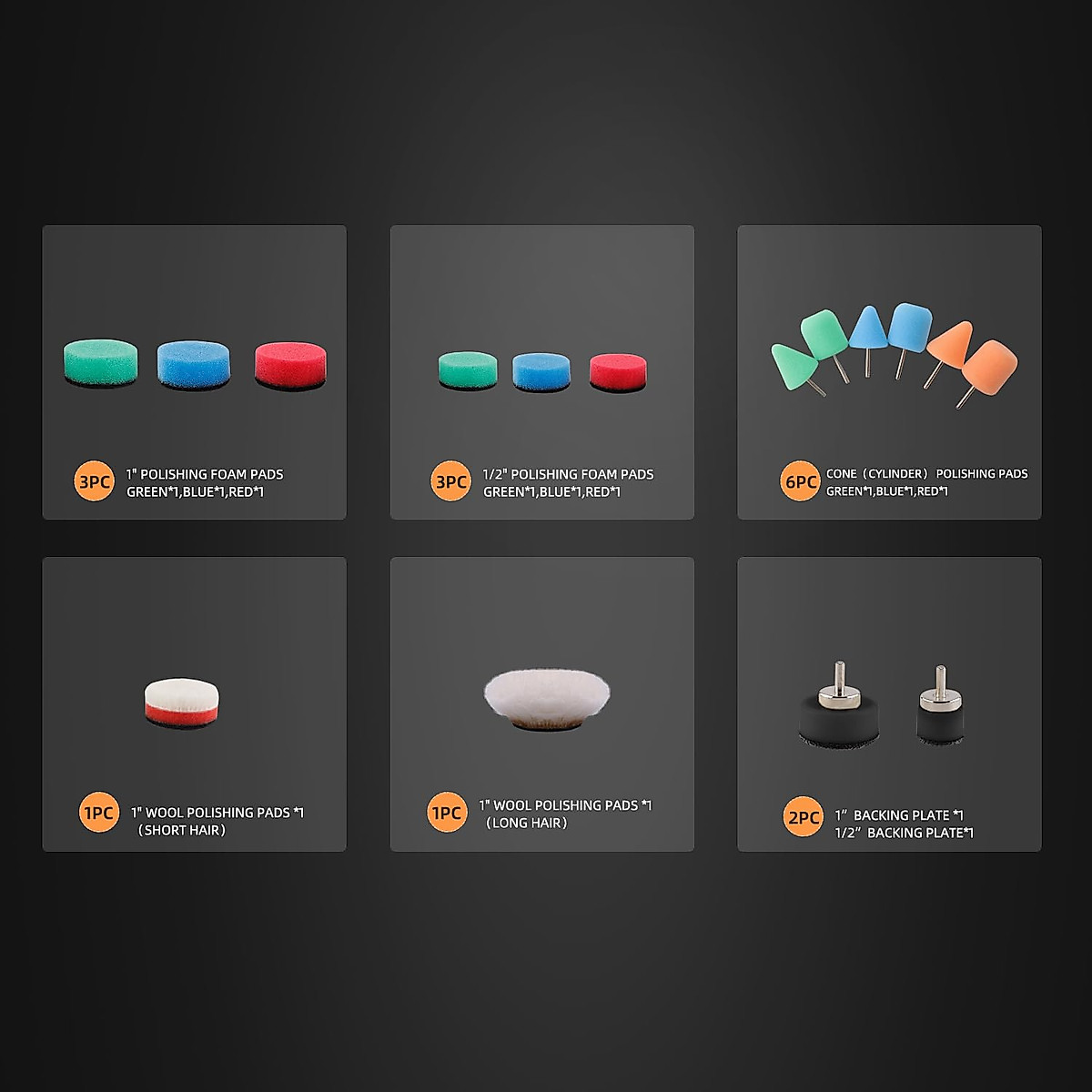 Mini Buffing Polishing Pads, 16Pcs Mini Detail Polisher Pads Use On Rotary Tools,Cordless Electric Drill, Mini Polisher Tool for Tight Area Detailing Polishing Waxing and Sealing Glaze -HTDEPMIXUS