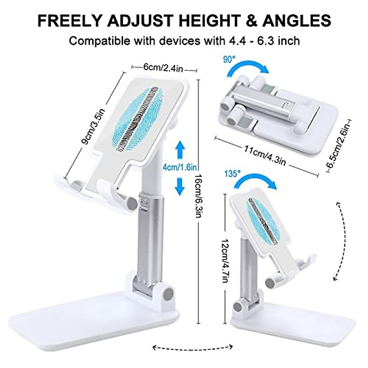 Botswana Flag Finger Cell Phone Stand for Desk Foldable Phone Holder Height Angle Adjustable Sturdy Stand White-Style