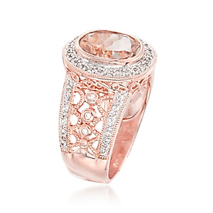 Ross-Simons 2.30 Carat Morganite and .40 ct. t.w. White Zircon Ring in 18kt Rose Gold Over Sterling. Size 9