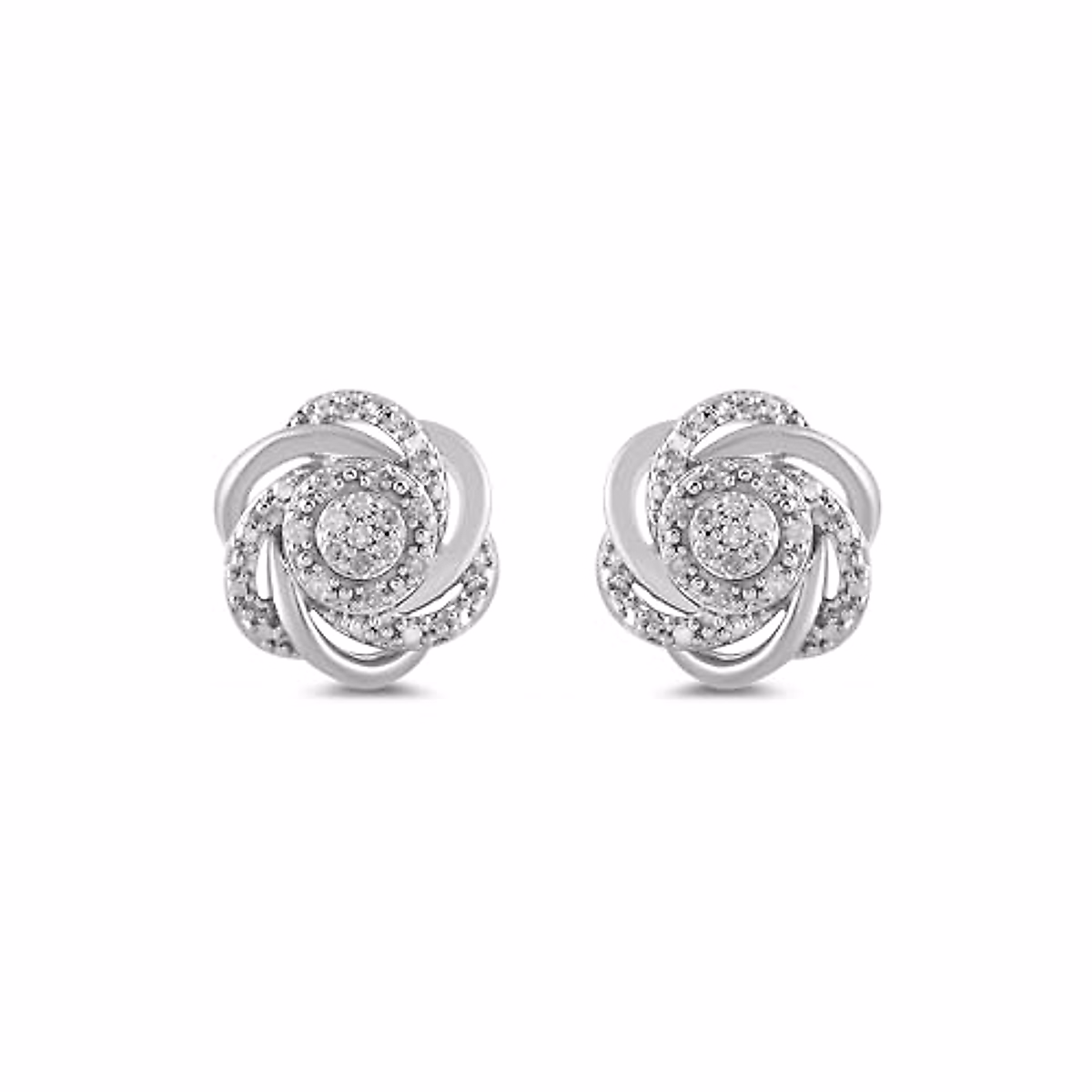 Amazon Essentials Sterling Silver Diamond 7 Stones Cluster Flower Stud Earrings (previously Amazon Collection)