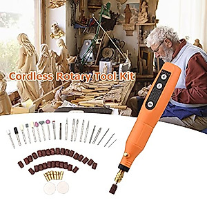 Cordless Rotary Tool, Geevorks 4.2V Rotary Tool Kit 5-Speed with 56 Accessories, Mini Electric Grinder Tool with LED Light for Cutting Sanding Engraving Polishing & DIY, USB Charging