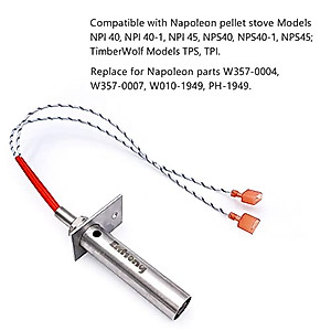 Replacement for Napoleon & Timberwolf Igniter with Housing Assembly W010-1949, Replaces Part W357-0007 for Napoleon Pellet Stove Ignitor