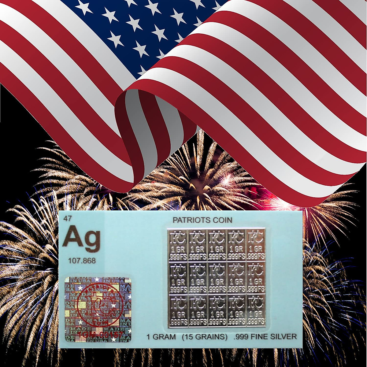 6 One Gram Pure Silver Bullion Bar Divides to 15 One Grain Bars .999 Fine Silver Snaps Apart to Individual 1 Grain Ingots