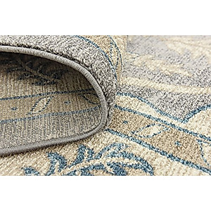 Unique Loom Salzburg Collection Classic Traditional Design Oriental Inspired Border Area Rug, 9 ft x 12 ft, Gray/Beige