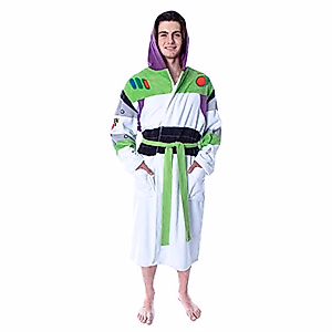 Disney Men's Toy Story Buzz Lightyear Costume Ultra-Soft Fleece Plush Hooded Robe Bathrobe (2X/3X)