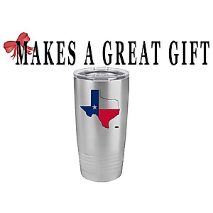 Rogue River Tactical Funny Texas Flag 20 Oz. Stainless Steel Travel Tumbler Mug Cup w/Lid Vacuum Insulated Hot or Cold (Stainless Steel)