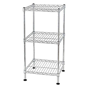 FRITHJILL 3-Tier Steel Wire Shelving Tower,Wire Shelving Metal Storage Rack Adjustable Shelves for Bathroom and Kitchen
