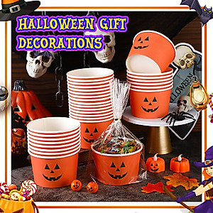 Hsei 60 Pcs 16oz Halloween Disposable Bowls Pumpkin Paper Snack Bowls Ice Cream Cups Soup Bowls for Halloween Dessert Sundae Yogurt Cups Hot Cold Drink for Holiday Party Supplies