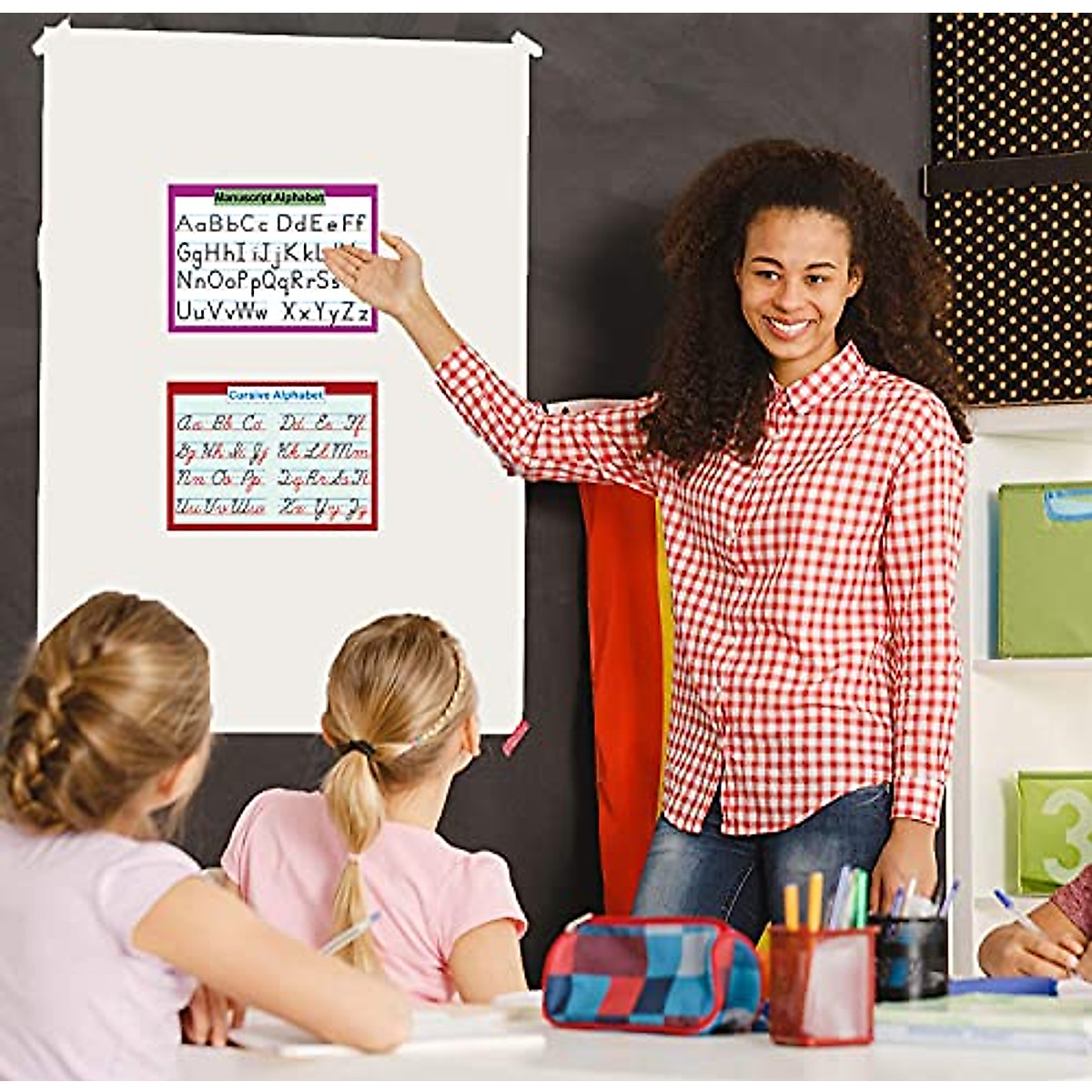 DFZUS Cursive & Manuscript Alphabet Writing Chart Educational Posters Set 2 Pack, Great for Early Learning Charts for Preschool, Daycares & Home School Teachers