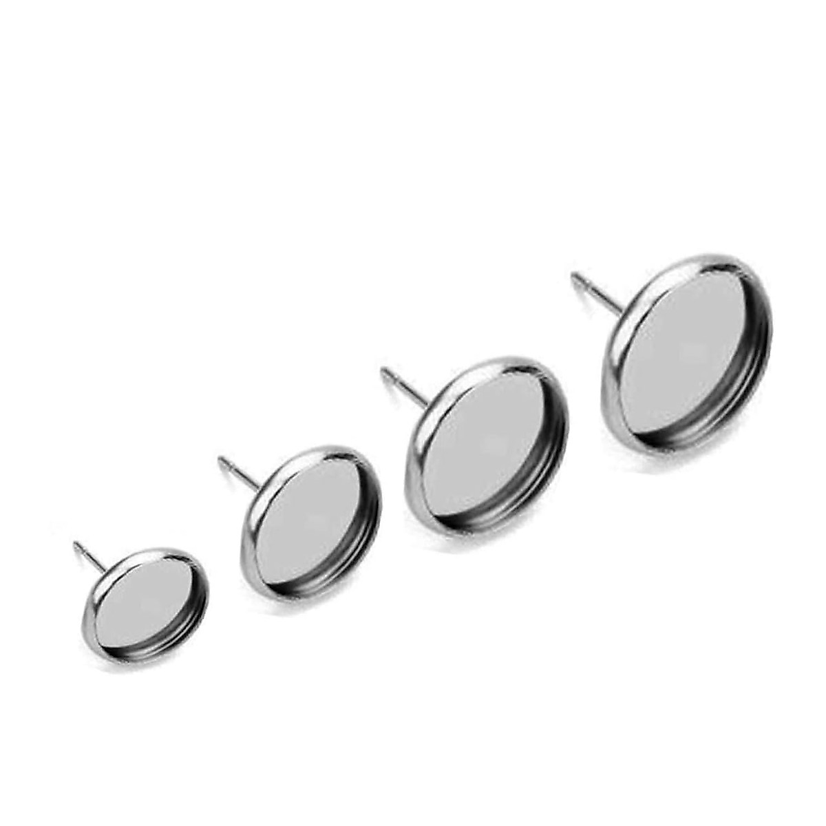 Anneome 80pcs Ear Stud Bezel Post Back Earrings Blank Safety Pin Earrings Stud Earring Posts Earring Bezel Setting Stud Earring Backs Flat Earring Post DIY Earring Base Not Baffle