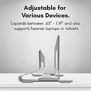Macally Vertical Laptop Stand for Desk | Laptop Holder Vertical | MacBook Stand (Pro/Air) Save Space and Improve Airflow with Closed Adjustable Laptop Dock Stand