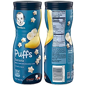 Gerber Puffs Cereal Snack Variety Pack - 1 Strawberry Apple, 1 Banana, 1 Sweet Potato - 1.48 OZ Each (Pack of 3)