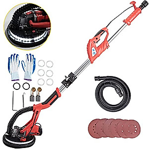 VEVOR Electric Drywall Sander 850W with LED Strip Light, Foldable Sheetrock Sander with Extendable Handle Variable Speed 800-1750RPM,Drywall Sander with 6 Sand Pads