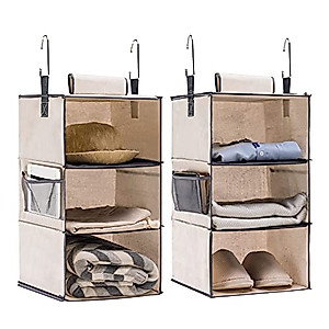 YOUDENOVA 4-Shelf Hanging Closet Organizer & Two 3-Shelf Separable Closet Hanging Shelves