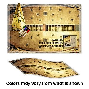 IT'S A SKIN DND Battle Game Mat - 36x24 Inch Dungeons and Dragons Map for Roleplay Games, Warhammer, Grid Tabletop - 4 Dry Erase Markers & Cleaning Cloth - RPG Colosseum Distressed Theme Vintage