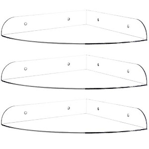 MyGift Premium Clear Acrylic Small Corner Shelf, Wall Hanging Display Floating Shelves, Set of 3