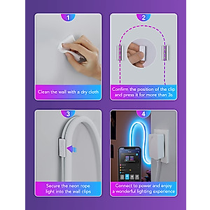 Govee RGBIC Neon Rope Light Mounting Brackets H1000, RGBIC Rope Light Clips, WiFi Neon Lights Holders 20pcs for Neon Rope Light Models H61A0, H61A2, H61A5, H61A8（Not Support H61D3 & H61D5)