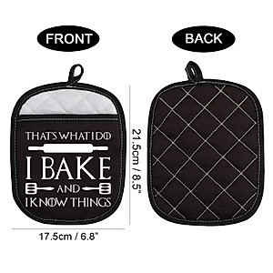 TV Show Inspired Funny Oven Pad Pot Holder with Pocket That’s What I Do I Bake and I Know Things Baking Gift (Know Things Bake)