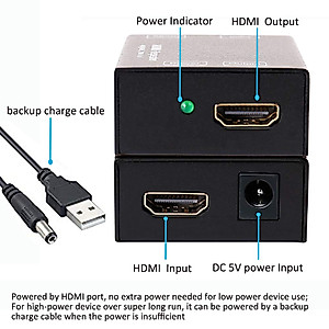DTECH 4K2K HDMI 2.0 Signal Amplifier Booster Repeater 4K 60Hz YUV 444 18Gbps HDCP 2.2 CEC 3D 1080P Extender Boost up to 164 Feet Compatible with PS4 VR TV Box Blu-ray Player HDTV Monitor Projector