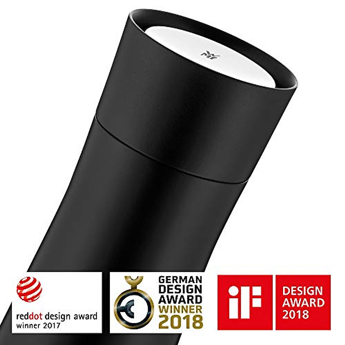 WMF Insulated Thermos Flask, 0.35 L, Height 22 cm/Diameter: 7.4 cm, Automatic Closure, 360° Drink Opening, Black