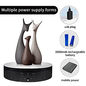 2 in 1 Motorized Rotating Display Stand with Mirror Sticker,Motorized Lazy Susan Turntable Spinning Display 5.74" with 8.7 Inch Replacement Cover for Photography Show Platform (Black,Without Remote)