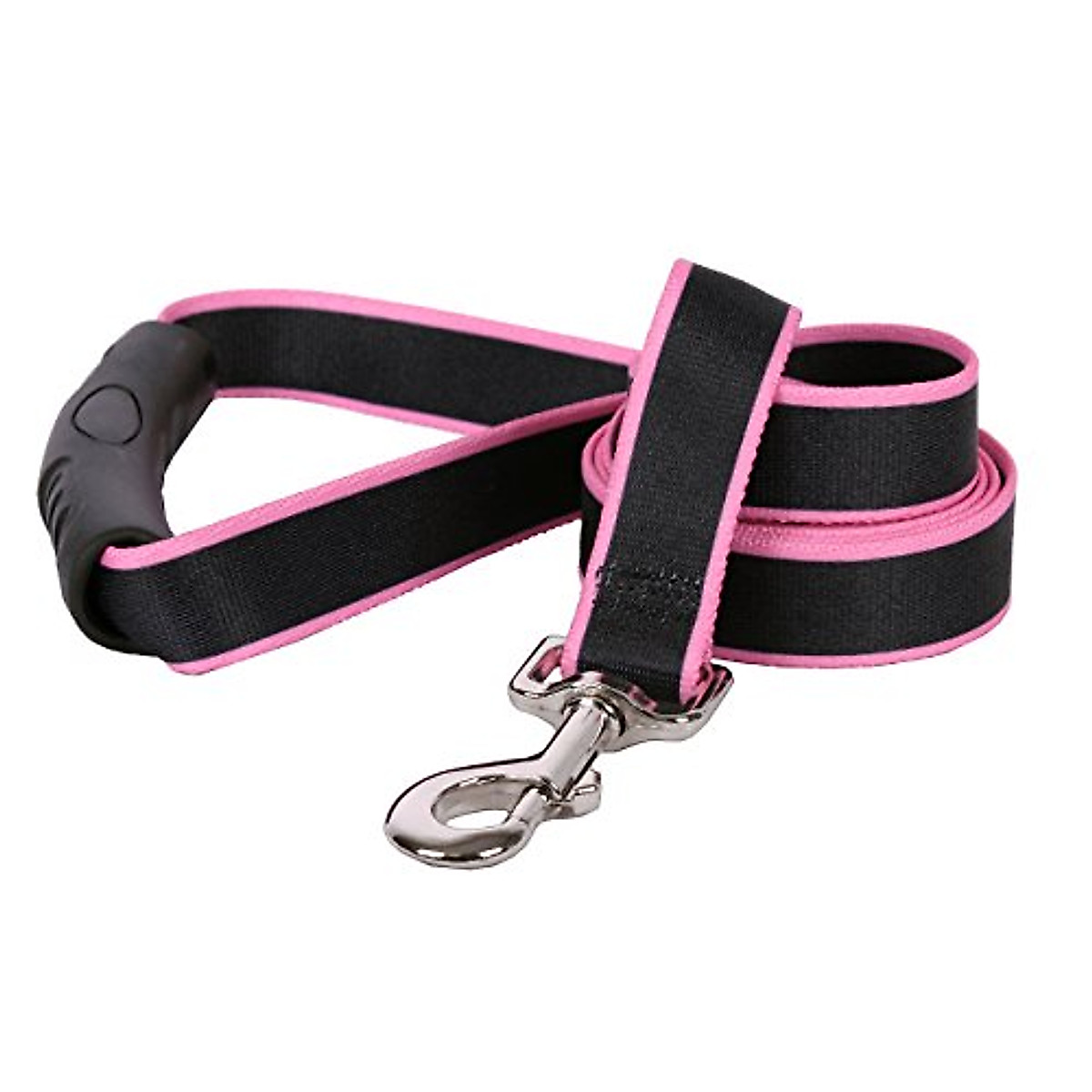 Yellow Dog Design Sterling Stripes Black Light Pink Dog Leash with Comfort Grip Handle-Large-1" 5' x 60"