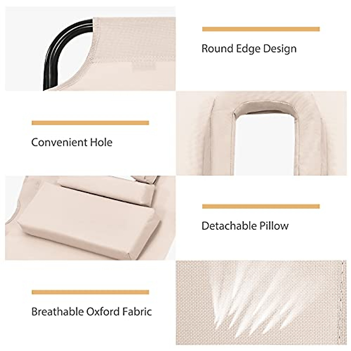 Goplus Folding Lounge Chair for Beach Poolside Balcony Patio, Portable Recliner w/Tanning Face Down Hole and Pillow (1, Beige)