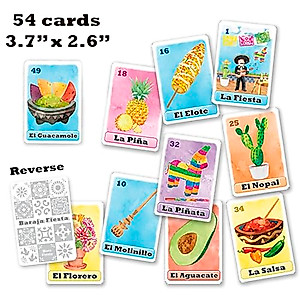 Fiesta Themed Tablas Game in Spanish for Up to 20 Players - 20 Playing Boards and Full Deck Calling Cards
