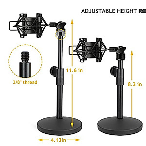 Desk Mic Stand, Adjustable Metal Table Microphone Stand with Shock Mount for Audio Technica AT2020 AT2020USB+ AT2035 ATR2500x Condenser Studio Microphone by Frgyee