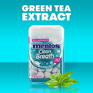 Mentos Clean Breath Sugarfree Hard Mint, 150pc, Intense Wintergreen (Pack of 4 Bottles)