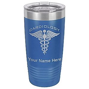 LaserGram 20oz Vacuum Insulated Tumbler Mug, Cardiology, Personalized Engraving Included (Dark Blue)