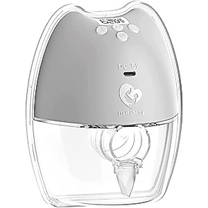Bellababy Wearable Breast Pump Hands Free,Low Noise and Pain Free,Long-Lasting Battery,4 Modes 9 Levels of Suction,Fewer Parts to Clean.(Gray-Single-24mm)