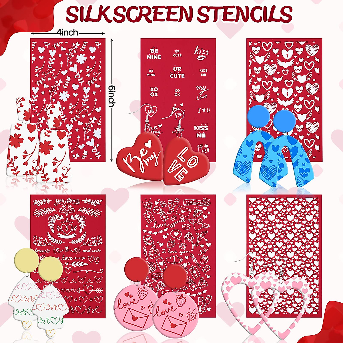 Rumia 114Pcs Polymer Clay Earring Making Kit: 6 Stencils, 9 Colors & Shapes, Tools & Accessories - Valentine's Day Gift