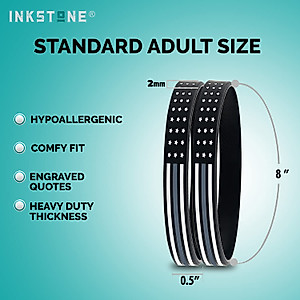 Inkstone (6-pack) Thin Grey Line American Flag Bracelets - Bulk Pack of 6 Thin Gray Line Silicone Rubber Wristbands for Corrections Officers - Accessories Gifts for Correctional Officers Men Women