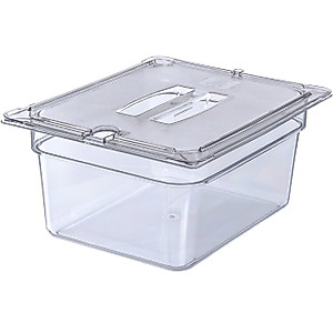 Carlisle FoodService Products Storplus 1/2-Size Food Pan for Catering, Buffets, and Restaurants, Polycarbonate 6 Inches Deep, Clear