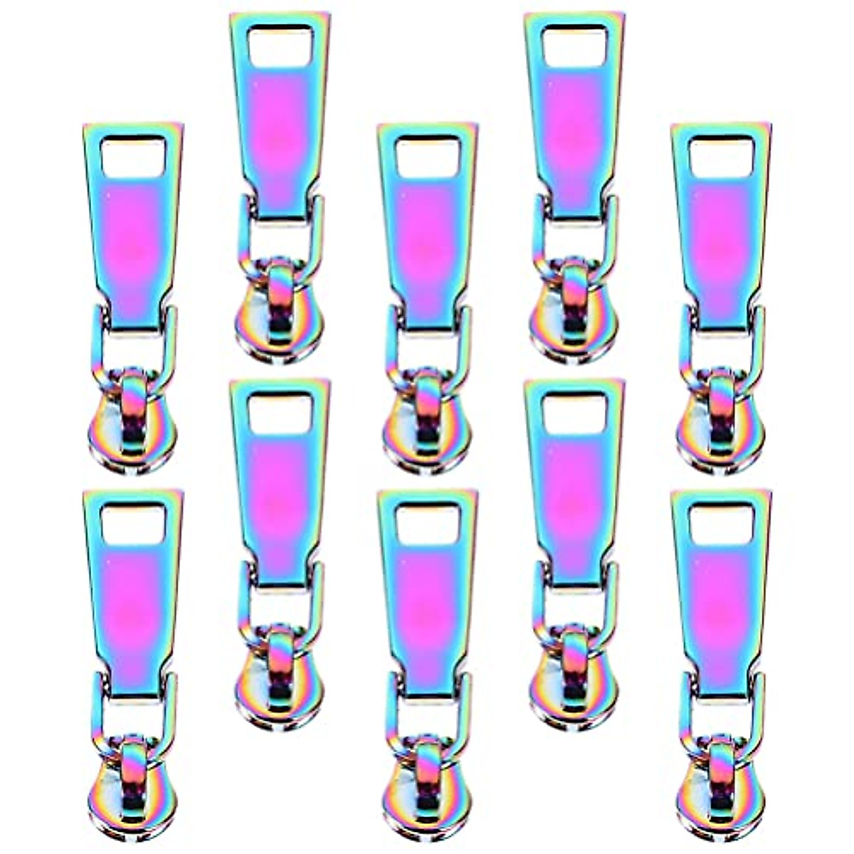 TEHAUX Rainbow Pulls Zipper Replacement 10pcs Metal Slider Zipper Repair Zipper for Sewing DIY Tailor Craft Coats Jacket Purses Luggage Backpacks Bags Shoes