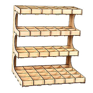 Tongina Wooden Storage Rack Stand Holder for Acrylic Paint Hobby Brush - 4-Layer 60-Grid