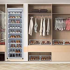 ERONE Shoe Rack with Cover 10 Tier Tall Slim Narrow Shoe Rack Organizer Space-Saving Sturdy Shoe Storage Shelf for Entryway, Closets