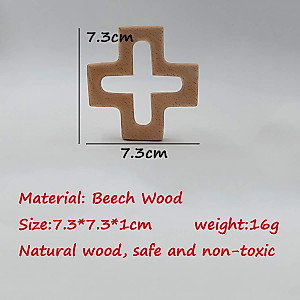Arakierst 10pcs Organic Wood Cross Pure Natural Animal Shape Beech Wooden Handmade Grasping Pattern DIY Pacifier Chain Pendant