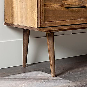 Walker Edison Deluca Boho Solid Wood 2 Door Sideboard with Prism Detail, 58 Inch, Brown