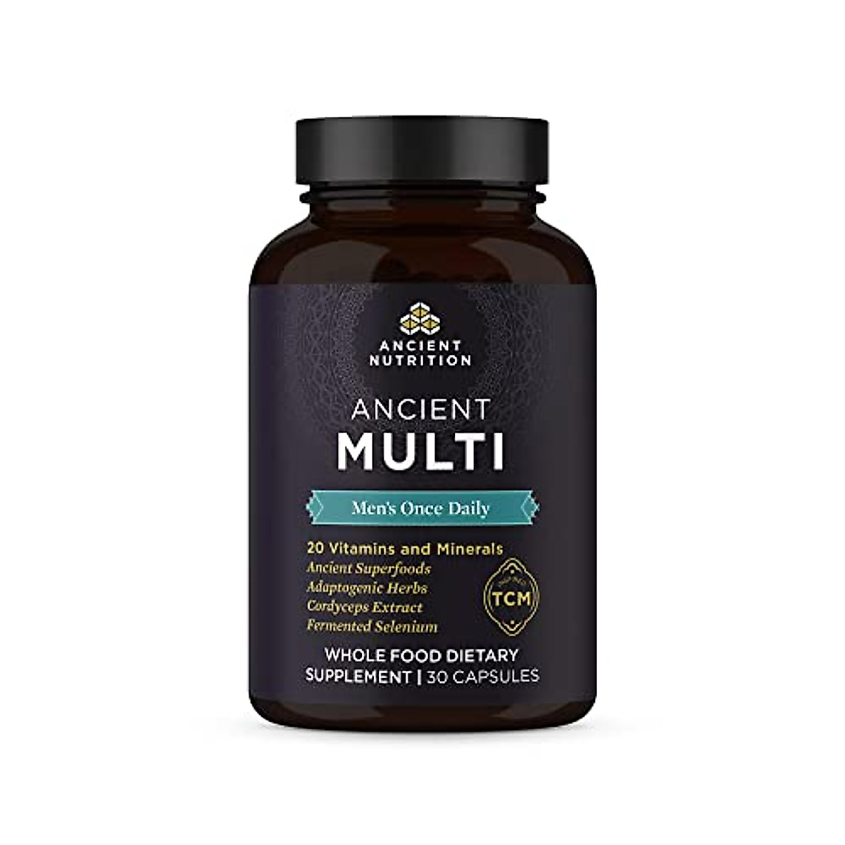 Ancient Nutrition Multivitamin for Men, Ancient Multi Men's Once Daily Vitamin Supplement 30 Ct, Vitamin A, Vitamin B and Vitamin K2, Fenugreek Seed, Supports Immune System, Paleo and Keto Friendly