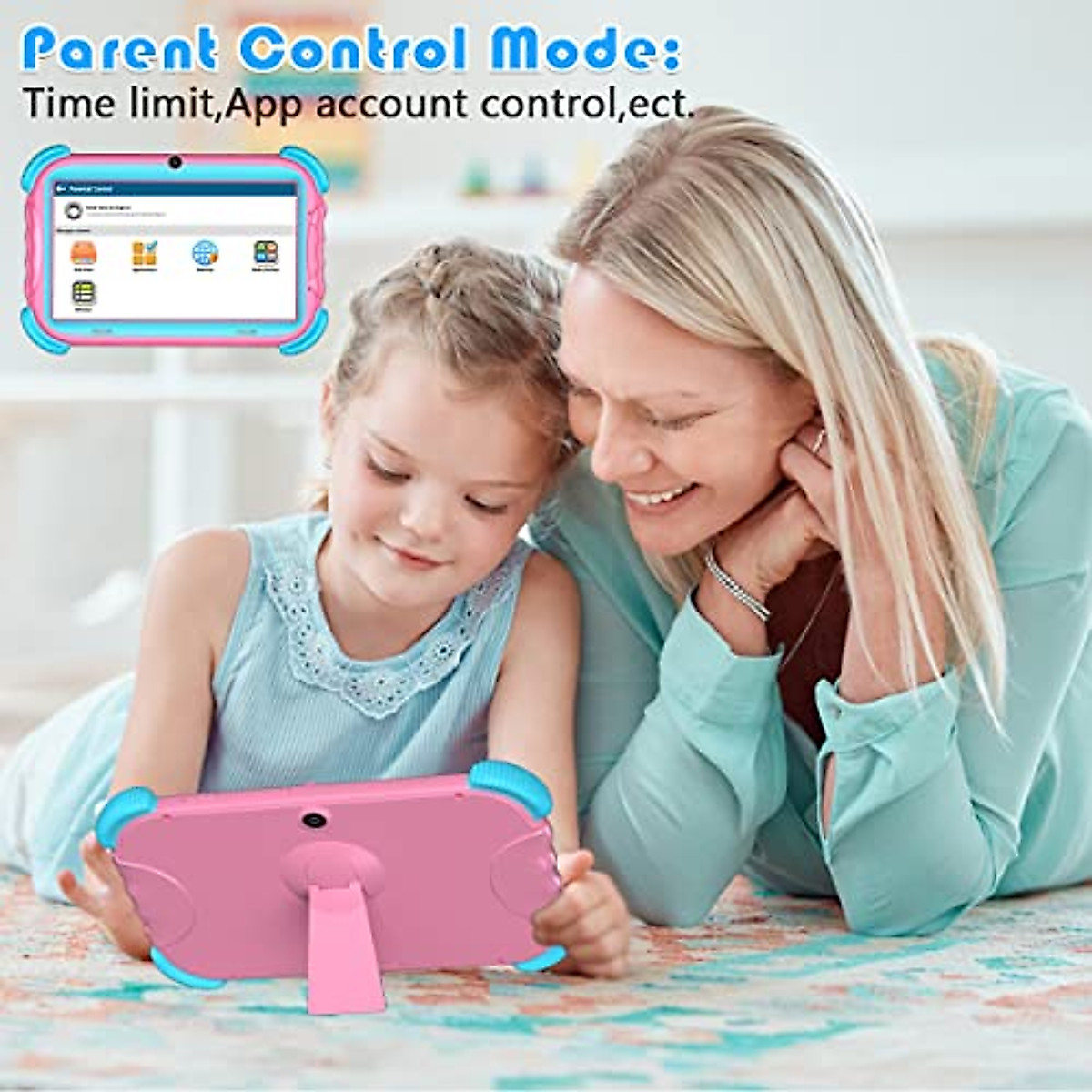 Kids Tablet, 7 Inch Tablet for Kids, Parental Control Educational Tablet, 2+32GB Android 11.0, IPS Screen, Kids Content Pre-installed, with Bluetooth WiFi, Kid-Proof Case, YouTube Netflix Hulu (Pink)