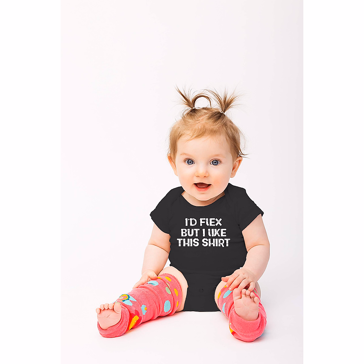 I'd Flex But I like This Shirt - Funny Baby Essentials Bodysuit - Newborn Baby Boy Clothes (Newborn, Black)